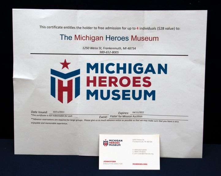Michigan Heroes Museum, Admission Pass Good for Up to Four People ...