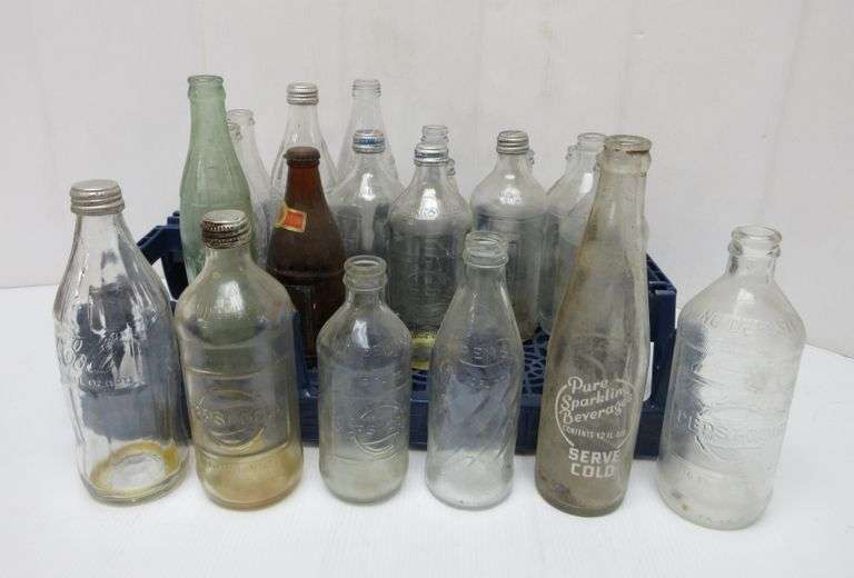 (14) Old Glass Pepsi Bottles, (5) Old Glass Coca-Cola Bottles, and an ...