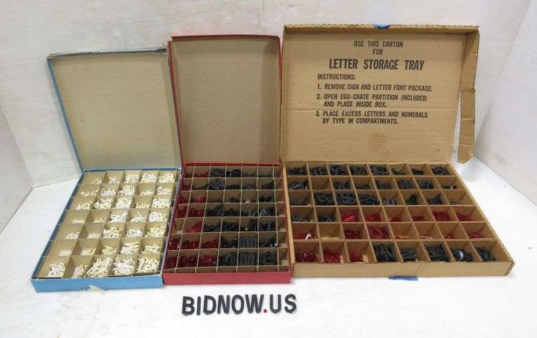 (3) Boxes of Letters and Numbers for a Letter Board - Albrecht Auction ...