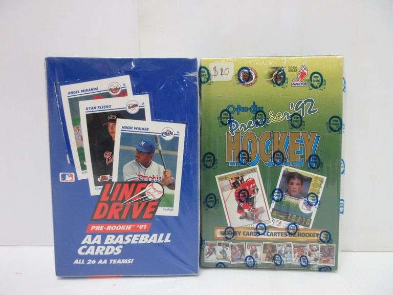 1991 Line Drive Baseball Card Box, and 1992 O-Pee-Chee NHL Hockey Card ...