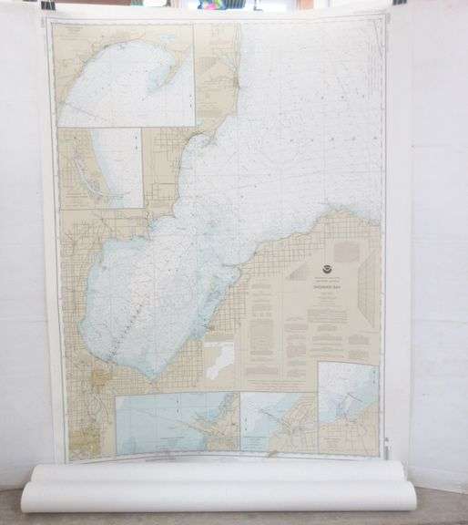 Pair of 1983 NOAA Nautical Sounding Maps for Saginaw River and Saginaw ...