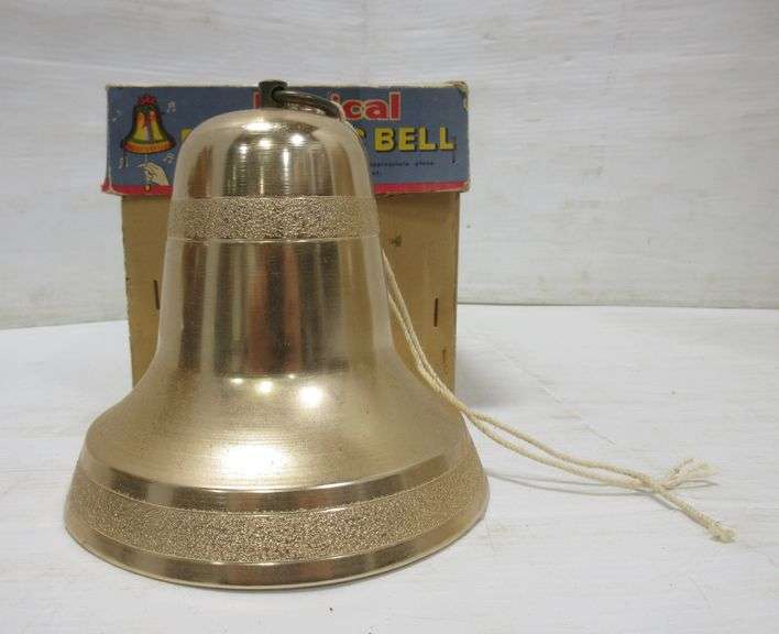 Older Musical Christmas Bell with Original Box, Approx. 1960s, Gold ...