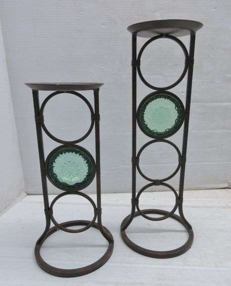 (2) Partylite La Rosetta Bronze Metal Glass Medallion Pillar Candle ...