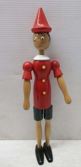 Tall Wooden Pinocchio, Movable Arms, Legs, and Heads - Albrecht Auction ...