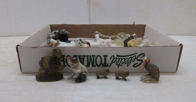 Over (20) Animal Figurines, Glass, Porcelain, and Plastic, Includes ...