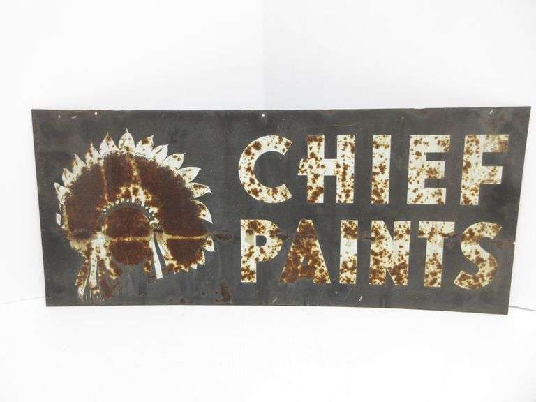 Old Metal Chief Paints Sign - Albrecht Auction Service