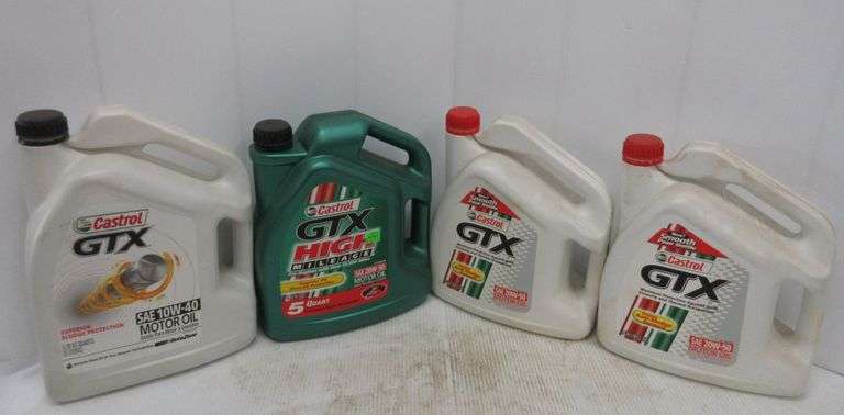 (4) Containers of Castrol GTX 20w50 Motor Oil - Albrecht Auction Service