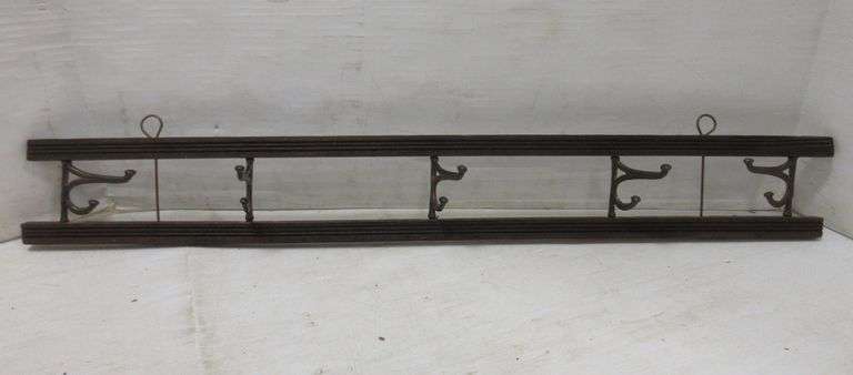 Antique Wooden Clothes Rack with Five Hooks - Albrecht Auction Service