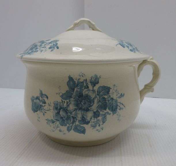 China Warranted Chamber Pot with Blue Floral Design - Albrecht Auction ...