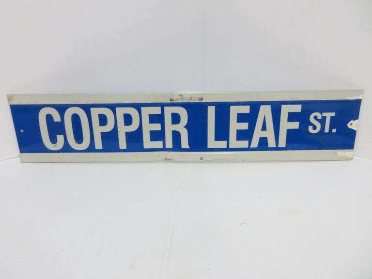 Copper Leaf Street Sign - Albrecht Auction Service