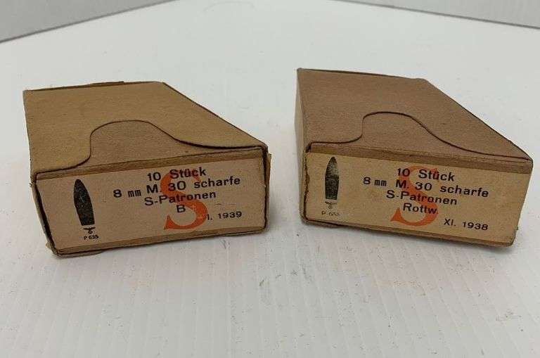 8X56R Ammo with Swastika Head Stamp on Five-Round Stripper Clips, Two ...