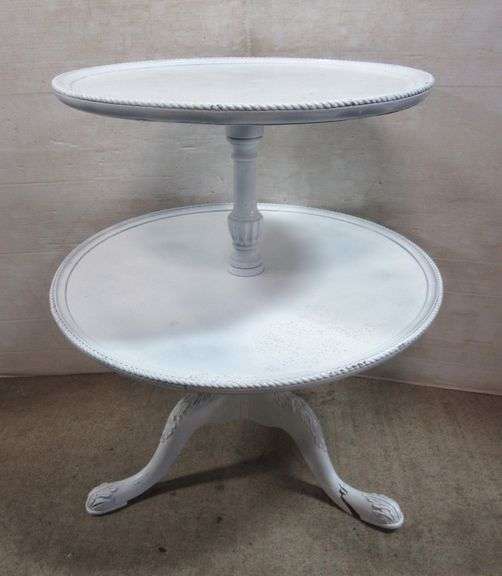 White Wood Two-Tier Table - Albrecht Auction Service