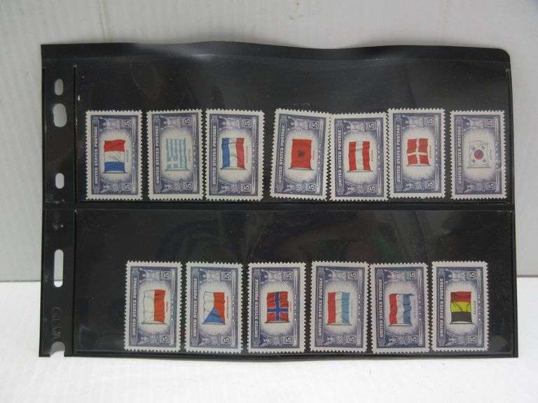 Complete Set of WWII US Issued Postage Stamps, "Overrun Countries of ...