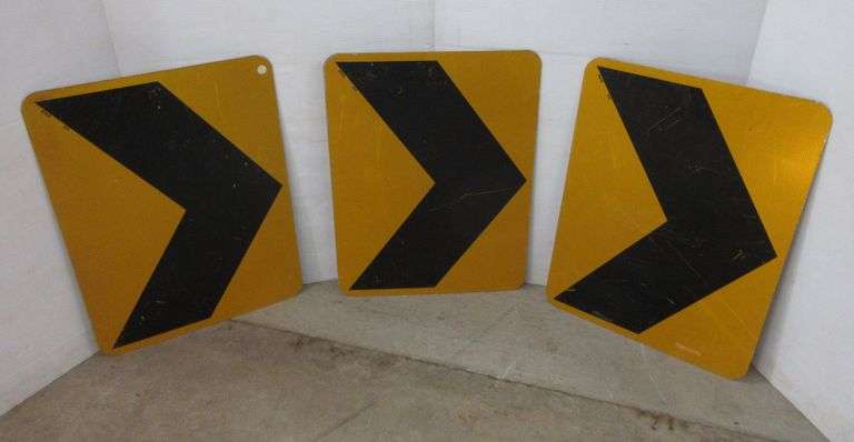(3) Road Signs with Arrows - Albrecht Auction Service