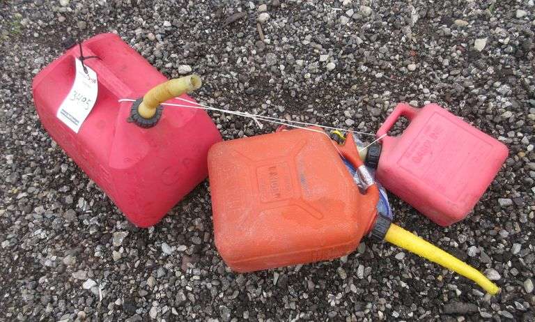 (3) Gas Cans, Nozzles Included, All Plastic, Good, No Leaks: Five ...