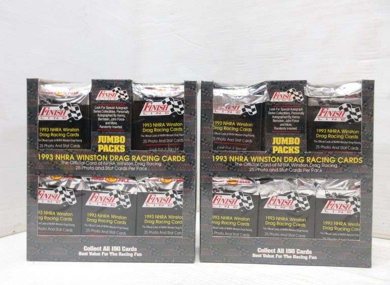 (2) Jumbo Pack Boxes of Finish Line 1993 NHRA Winston Drag Racing Cards ...