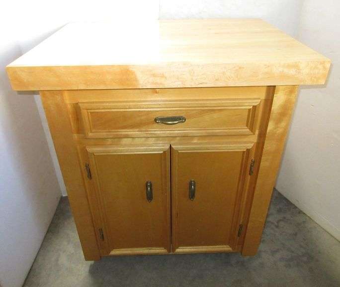 Butcher Block Top Cabinet with Drawer, and Shelf with Doors - Albrecht ...