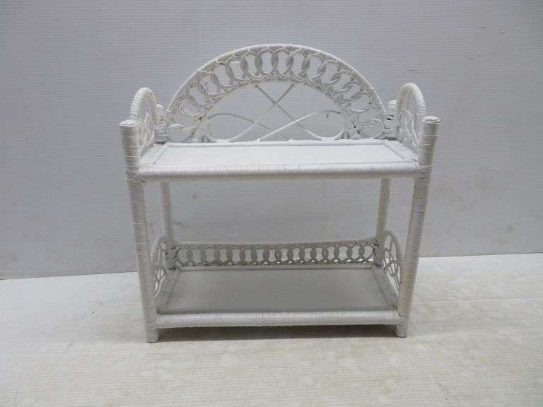 All Wicker Two-Shelf Stand, Nice Design on Front Inside - Albrecht ...