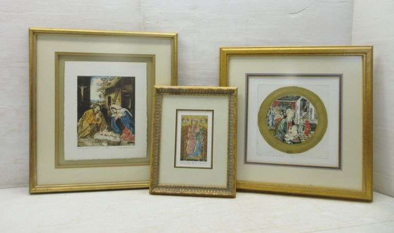 (3) Religious Themed Art Prints in Nice Frames, All Signed and Numbered ...