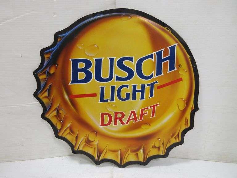 Busch Light Draft 1989 Metal Bottle Cap Sign - Albrecht Auction Service