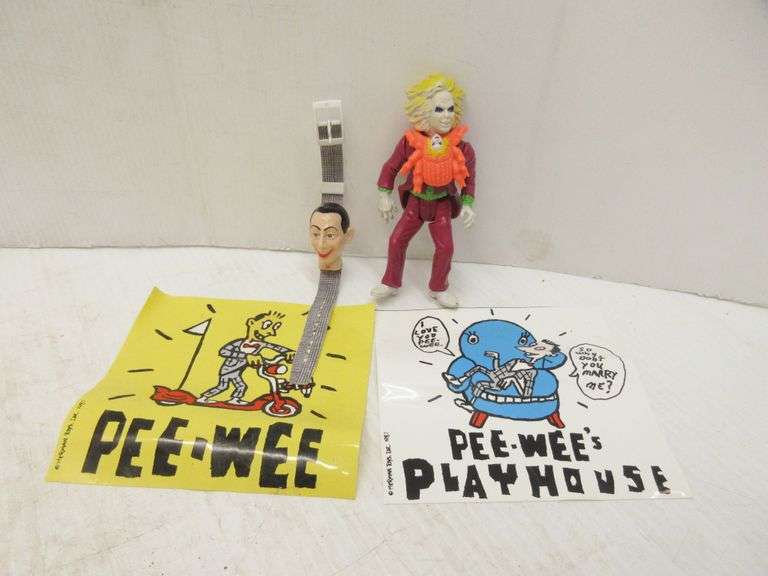 Pee Wee Herman Watch, 1988; 1989 Beetlejuice Figure, Spinhead with Bug ...