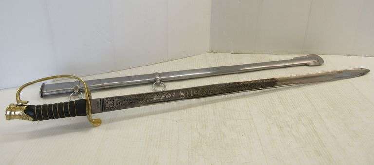 M1850 Union Officer's Sword with Scabbard and Engraved Blade, Modern ...