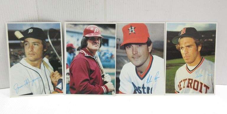 (4) Oversized Baseball Cards, Include: Nolan Ryan, Pete Rose, Detroit ...