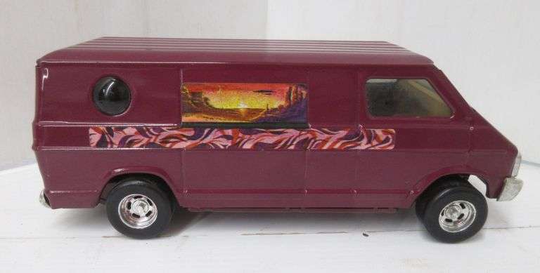 Vintage 1970s Ertl Pressed Steel Dodge Custom Purple Sunrunner Van with ...