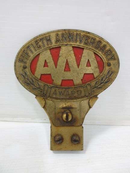 1952 AAA 50th Anniversary Award License Plate Topper - Albrecht Auction ...