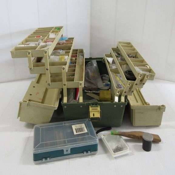 Plano Tackle Box Loaded with Hooks, Snap Swivels Beads, and Spinners to ...