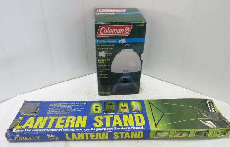 Coleman Table Lamp, and Firefly Lantern Stand, Both in Original Boxes ...