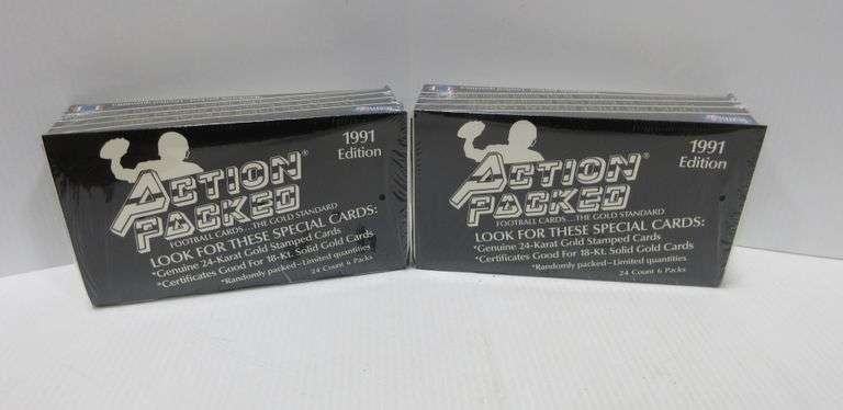 (2) 1991 Edition Action Packed Genuine 24K Gold Stamped Cards, and ...
