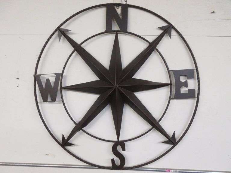 Large Rustic Nautical Compass Metal Art Work Wall Mount - Albrecht ...