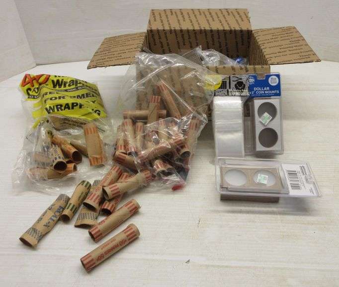 Coin Holders, (7) Cardboard Boxes, Plastic Envelope Holders, and ...