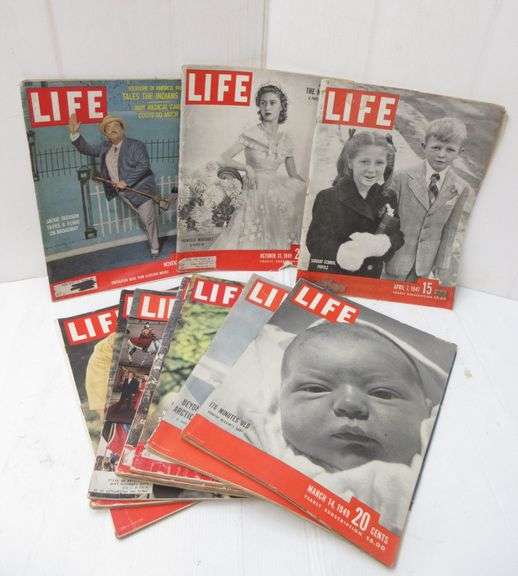 (10) Old Life Magazines, Include Issues from: 1947, 1949, 1959, 1958 ...
