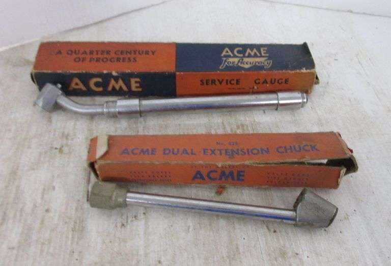 ACME Tire Chuck and Air Gauge in Boxes - Albrecht Auction Service