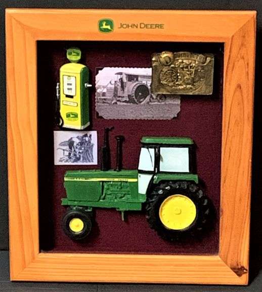 John Deere Tractor Shadow Box with Solid Wood Frame - Albrecht Auction ...