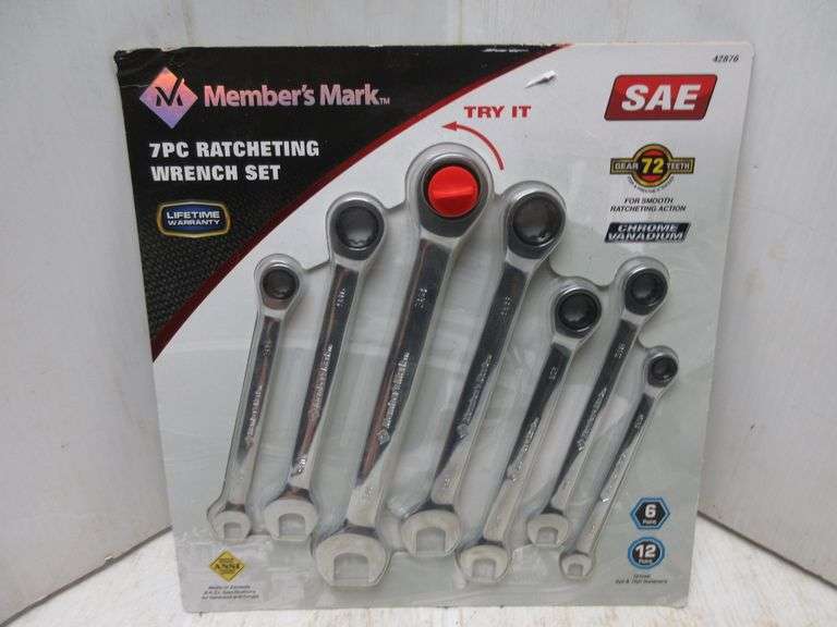 Members Mark Seven-Piece Ratcheting Wrench Set, SAE - Albrecht Auction ...