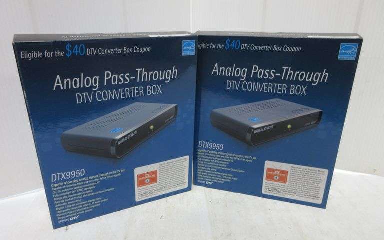 (2) Analog Pass Through DTV Converter Boxes - Albrecht Auction Service