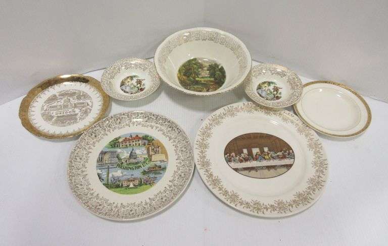 (7) Collectible Plates, Trim-Med in 23K Gold: 1- Lord's Supper, First ...