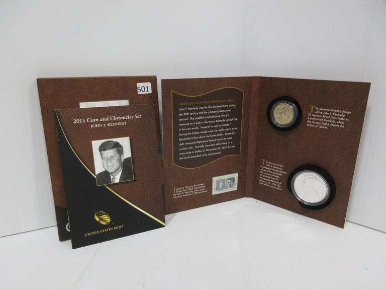 2015 Coin and Chronicles Set, John Kennedy Reverse Proof $1 Coin, JFK ...