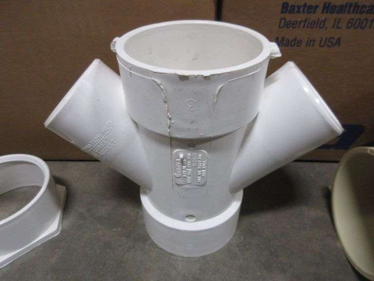 Two Boxes of 3" Sch. 30 PVC Fittings, Include: (9) Caps, (7) Double Red ...
