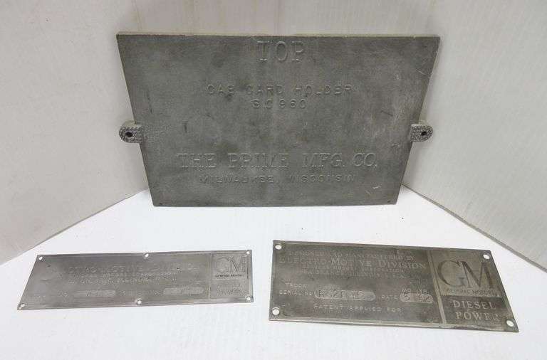 (2) 1962 Diesel Locomotive Identification Plates - Albrecht Auction Service