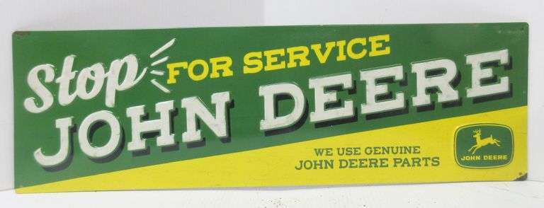 Large Distressed Metal John Deere Stop for Service Sign - Albrecht ...