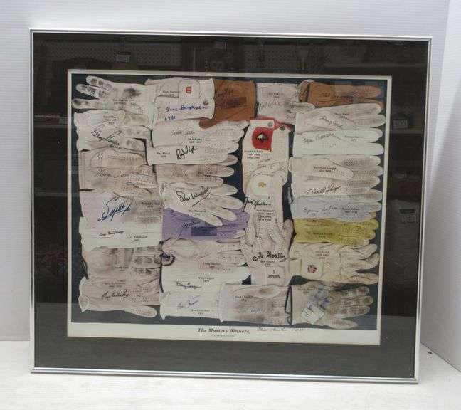 Print/poster of signed gold gloved Master Winners, 27"W x 23 1/4"H ...