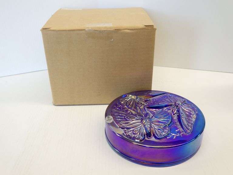 Fenton Verlys covered dish, butterfly pattern, Historical Collection ...