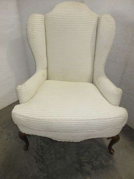 Wingback Queen Anne Sitting Chair, seat- 32"W x 21"H, some marks on ...
