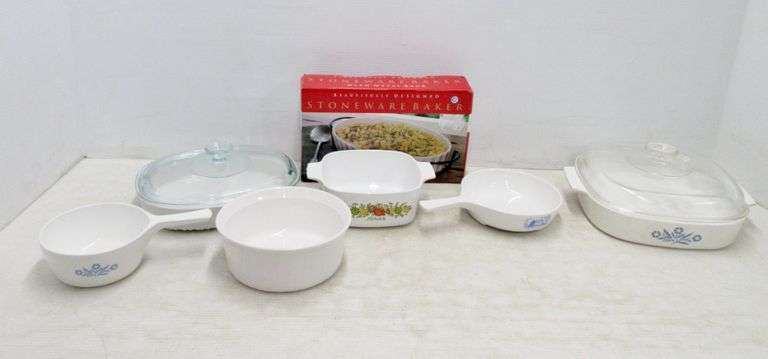 Dishes, includes: Corningware french white: 1.6 liter, 1 1/2 qt with ...