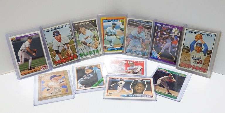 (12) Older baseball cards in stiff plastic sleeves, players include ...