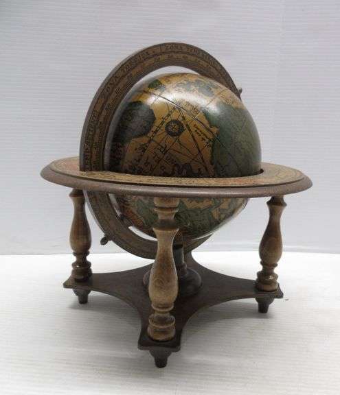 Wood tabletop world globe, made in Italy, 10"Dia x 10"Dia, globe- 7"Dia ...